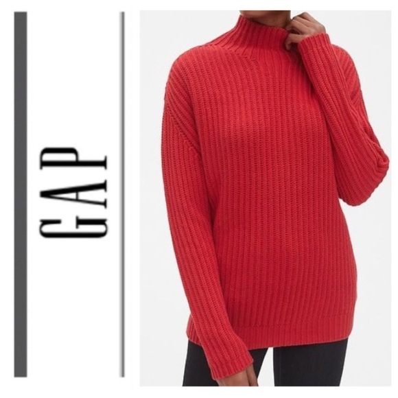 GAP | Sweaters | Modern Red Shaker Stitch Mockneck Sweater | Poshmark